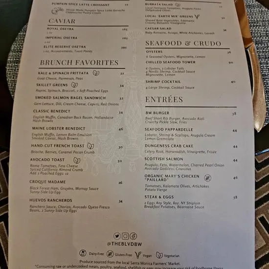 THE Blvd Restaurant and Lounge Menu | Beverly Hills, CA | Checkle