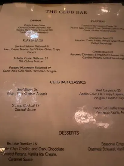 The Club Bar at The Peninsula Menu | Beverly Hills, CA | Checkle
