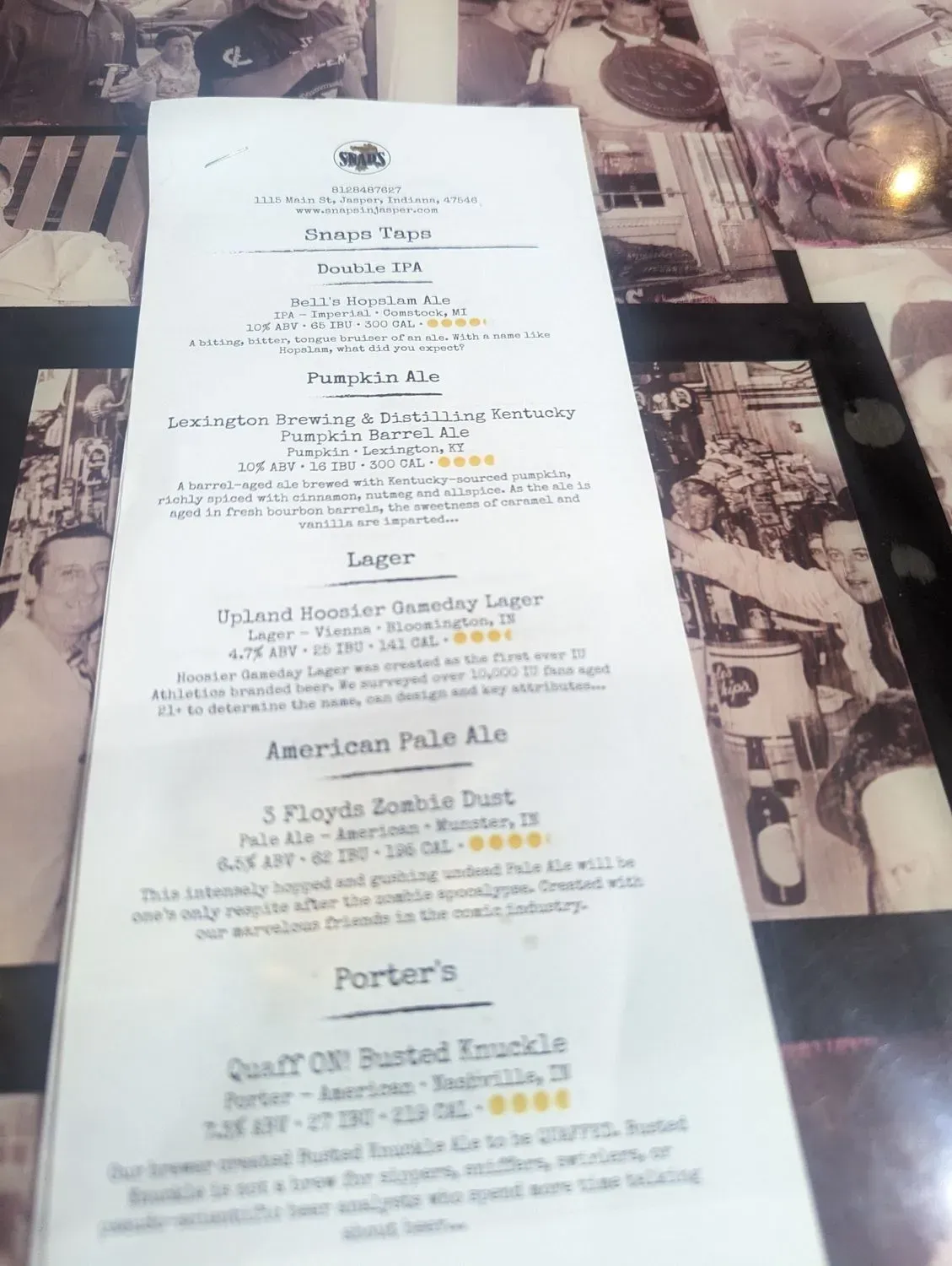 Snaps Menu - Updated November 2025