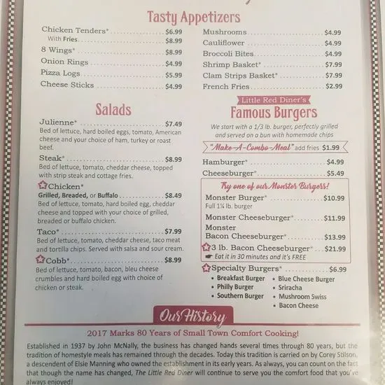 The Little Red Diner Menu | Port Allegany, PA | Checkle