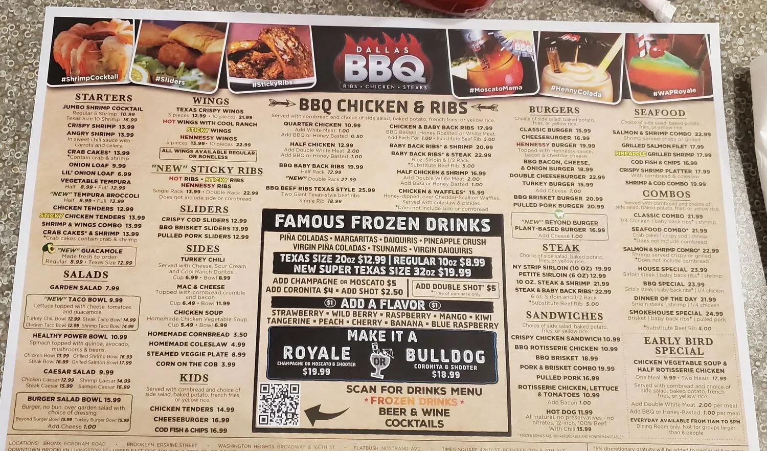 Dallas BBQ Menu - Updated November 2025
