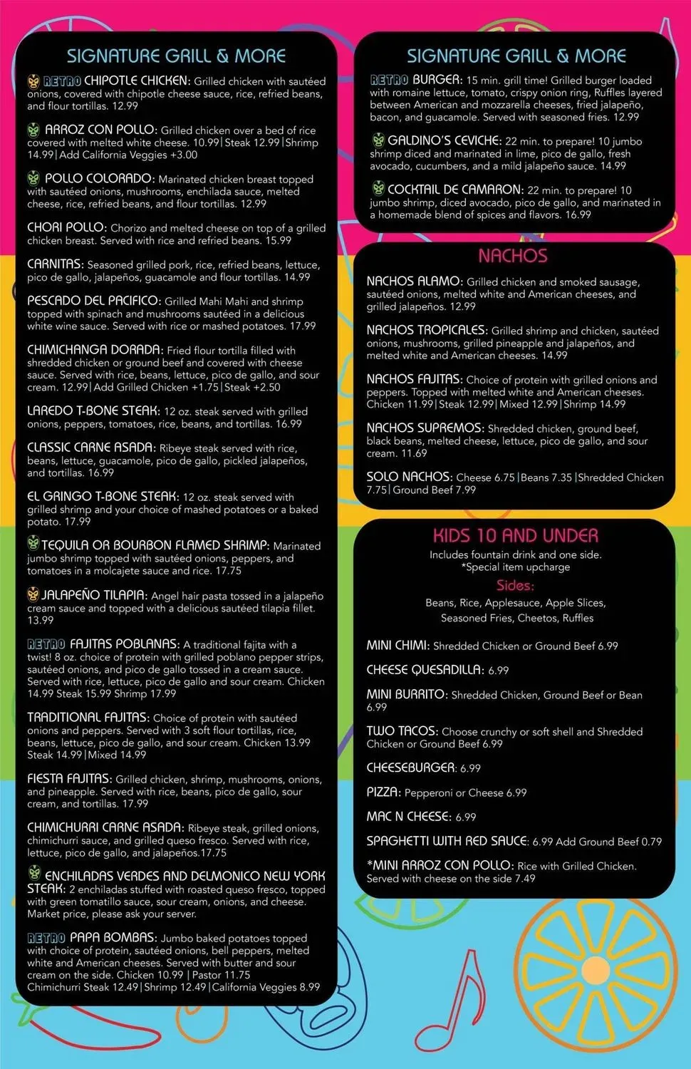 Retro Mexican Cuisine Menu - Updated November 2025