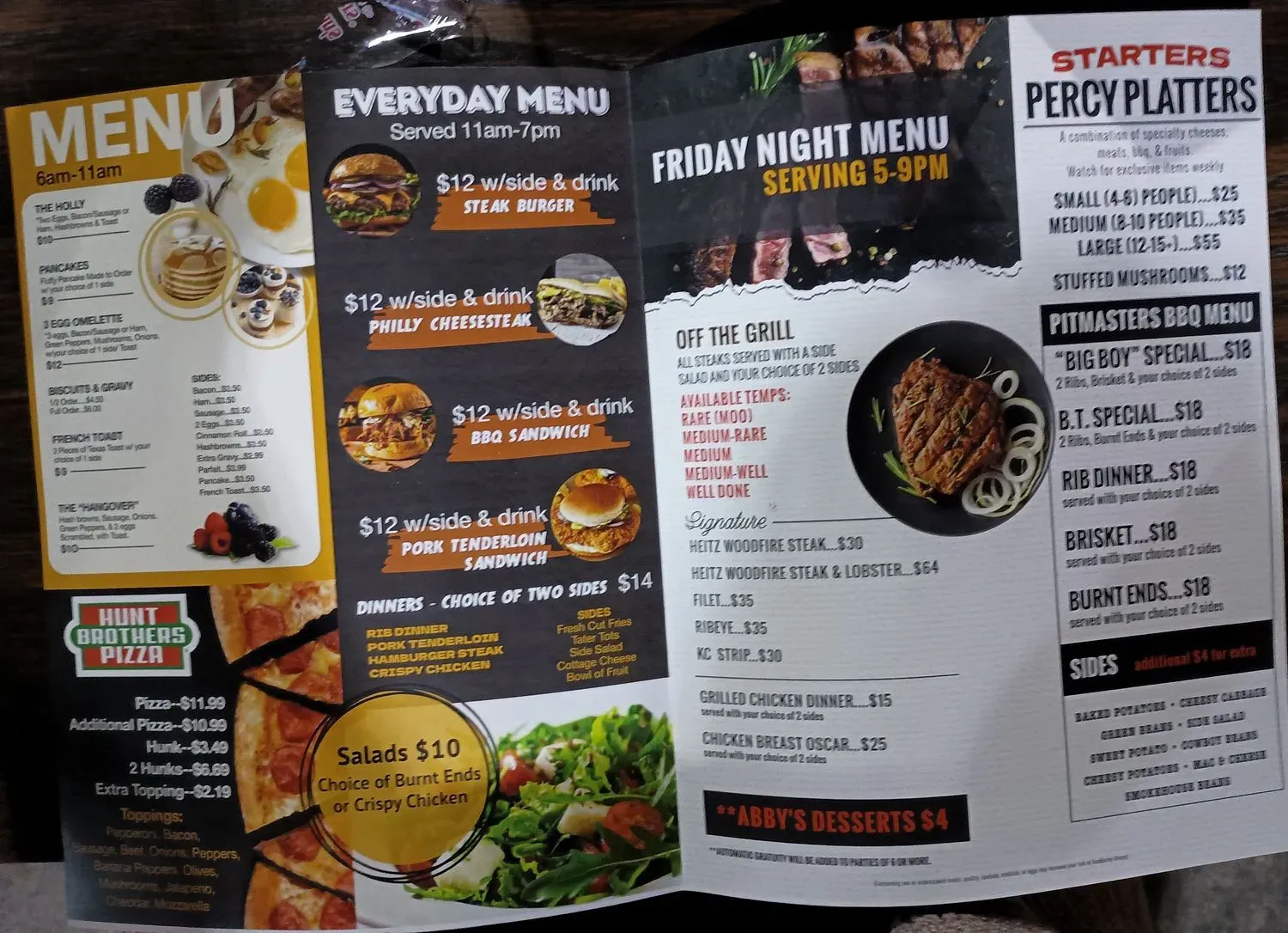 Percy’s Place Menu - Updated September 2025