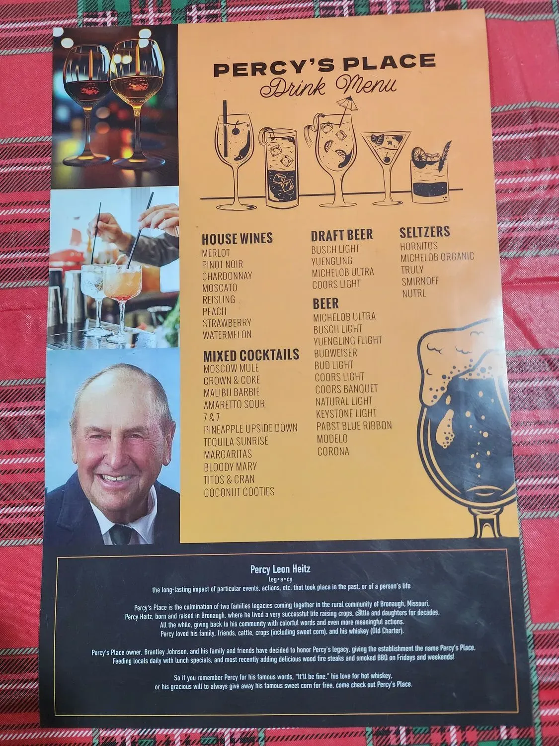 Percy’s Place Menu - Updated September 2025