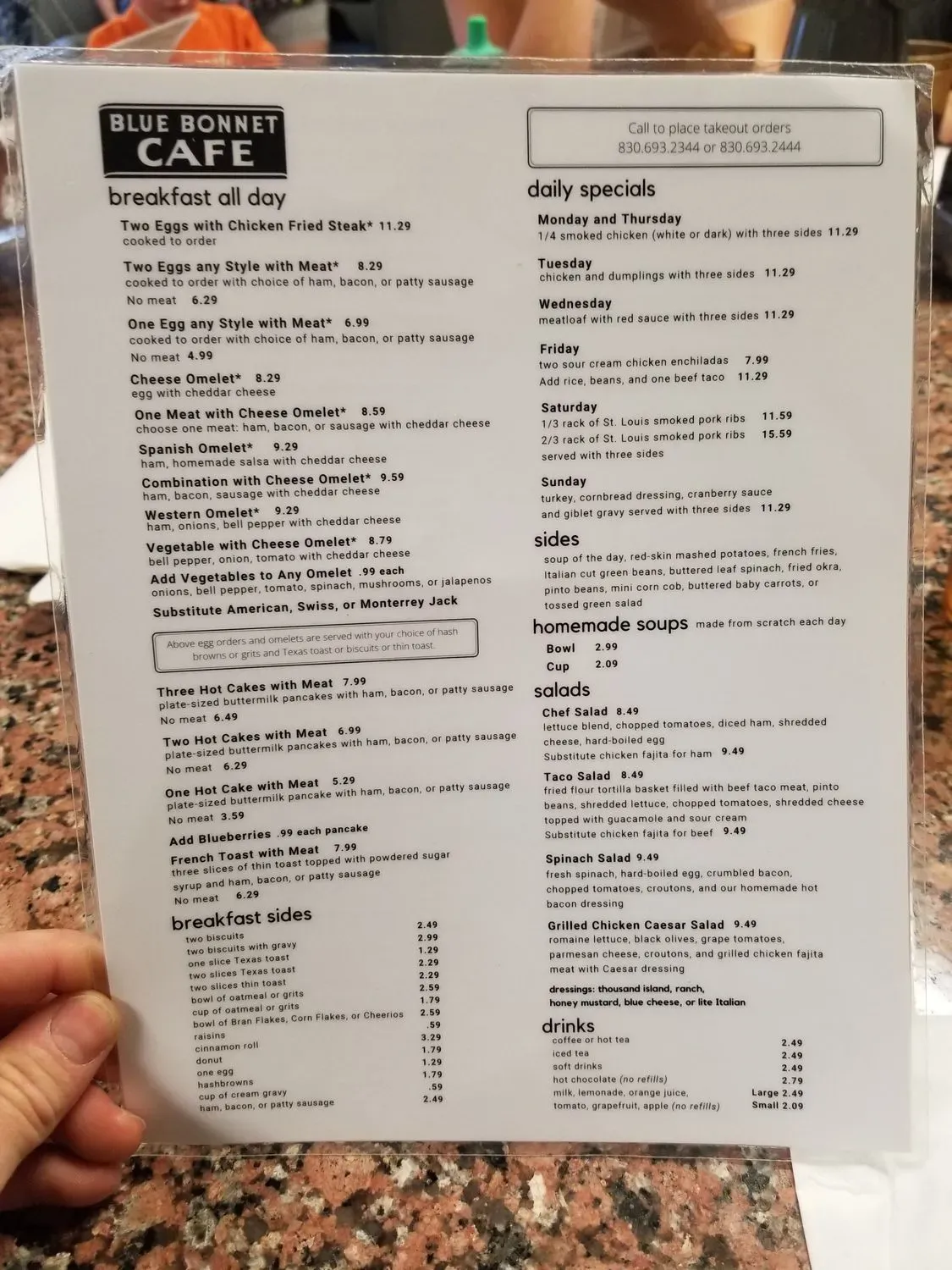 Blue Bonnet Cafe Menu - Updated November 2025