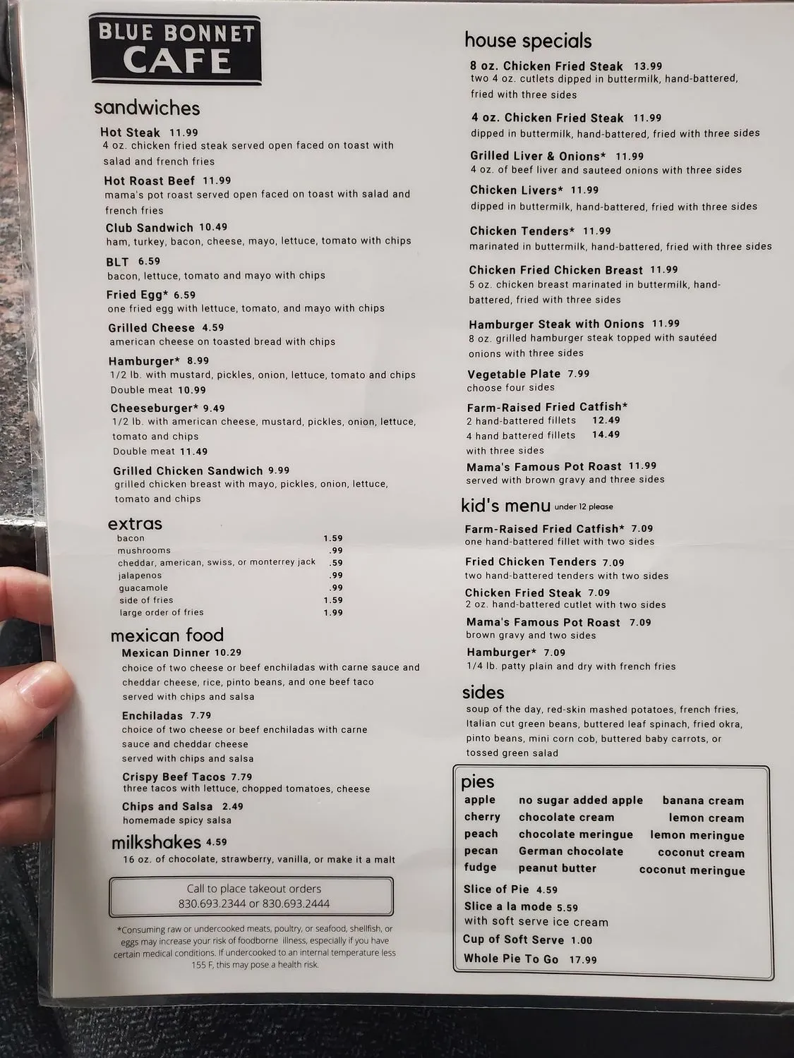 Blue Bonnet Cafe Menu - Updated November 2025