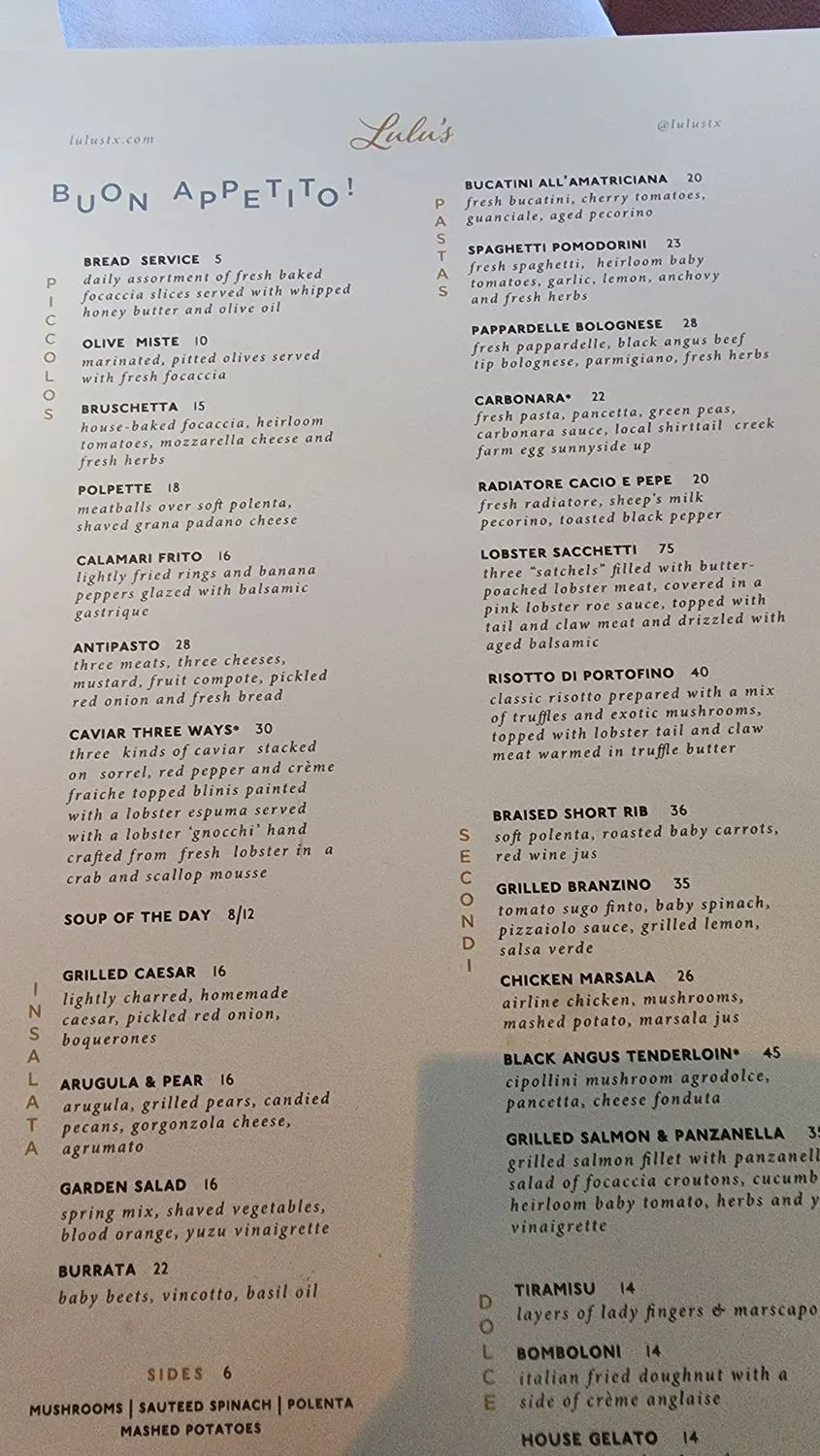 Lulu's (Round Top) Menu - Updated October 2025