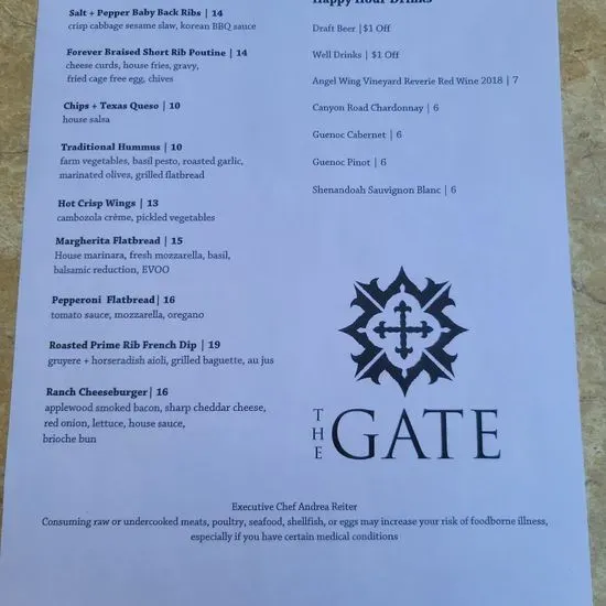 The Gate Restaurant Menu | Rancho Murieta, CA | Checkle