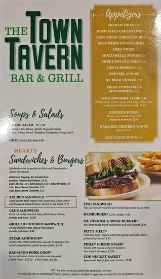 The Town Tavern Bar & Grill Menu | Pembine, WI | Checkle