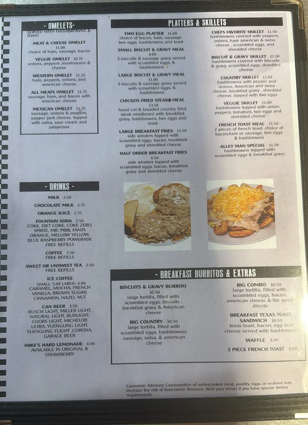 Tiffany's Diner Menu - Updated November 2025