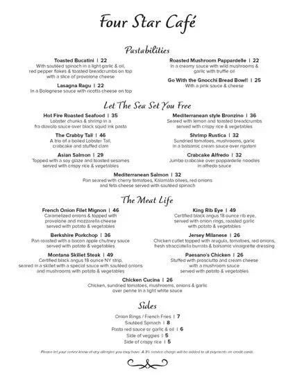 Four Star Cafe Menu | Congers, NY | Checkle
