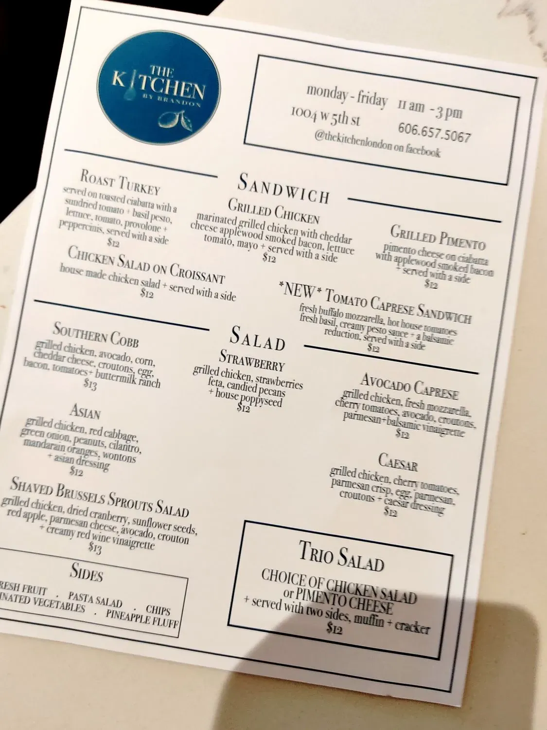 The Kitchen by Brandon Menu - Updated October 2025