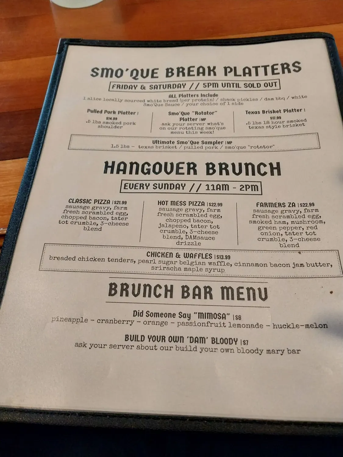 The Dam Landing Menu - Updated November 2025