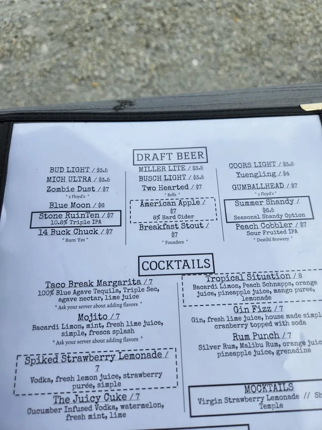 The Dam Landing Menu - Updated November 2025