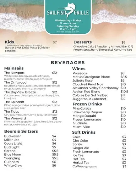 Sailfish Grille Menu | Parrish, FL | Checkle
