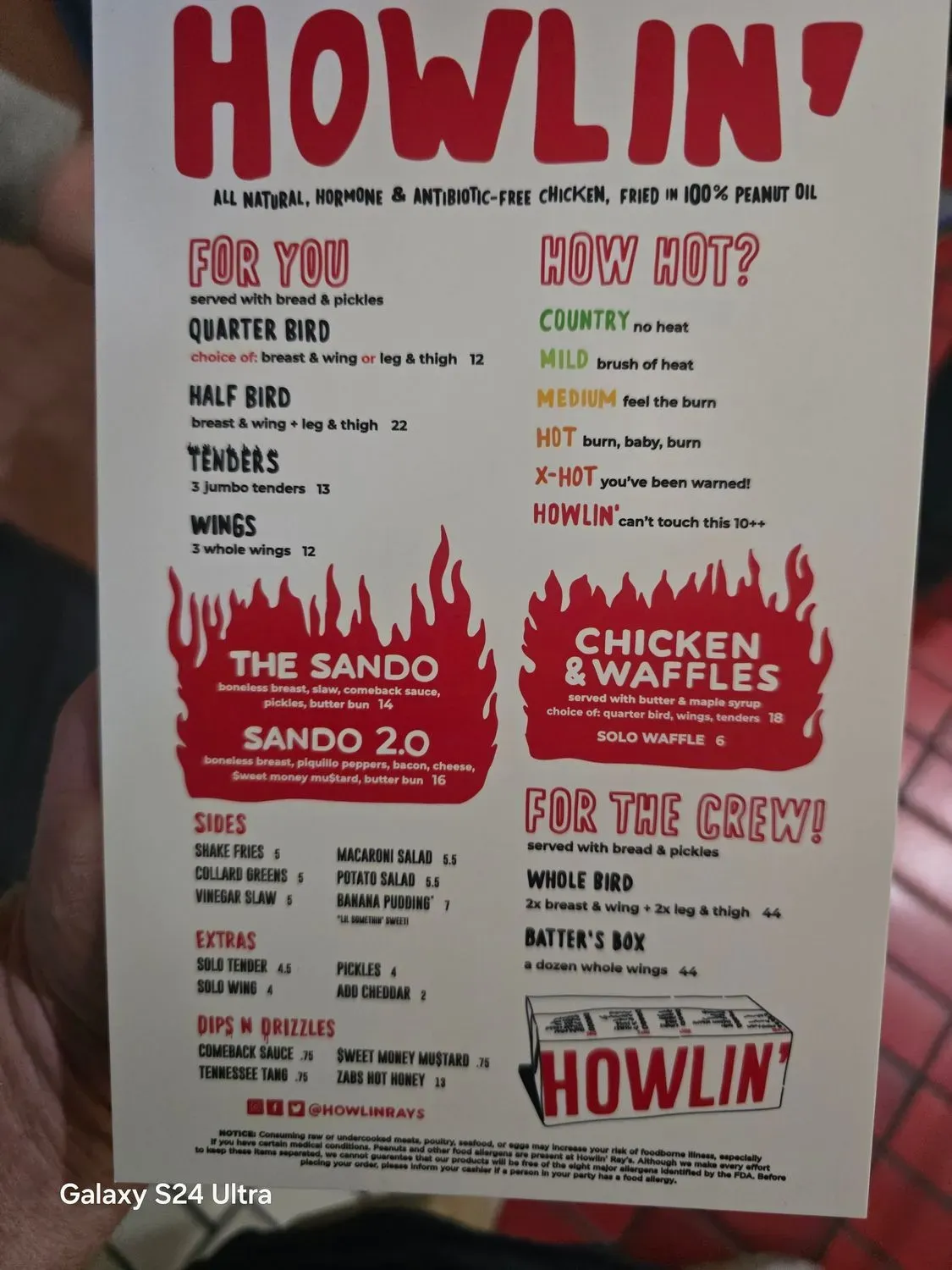 Howlin' Ray's Hot Chicken - Chinatown Menu - Updated October 2025