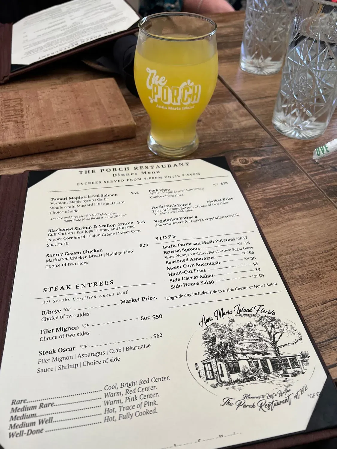 The Porch Restaurant Anna Maria Menu