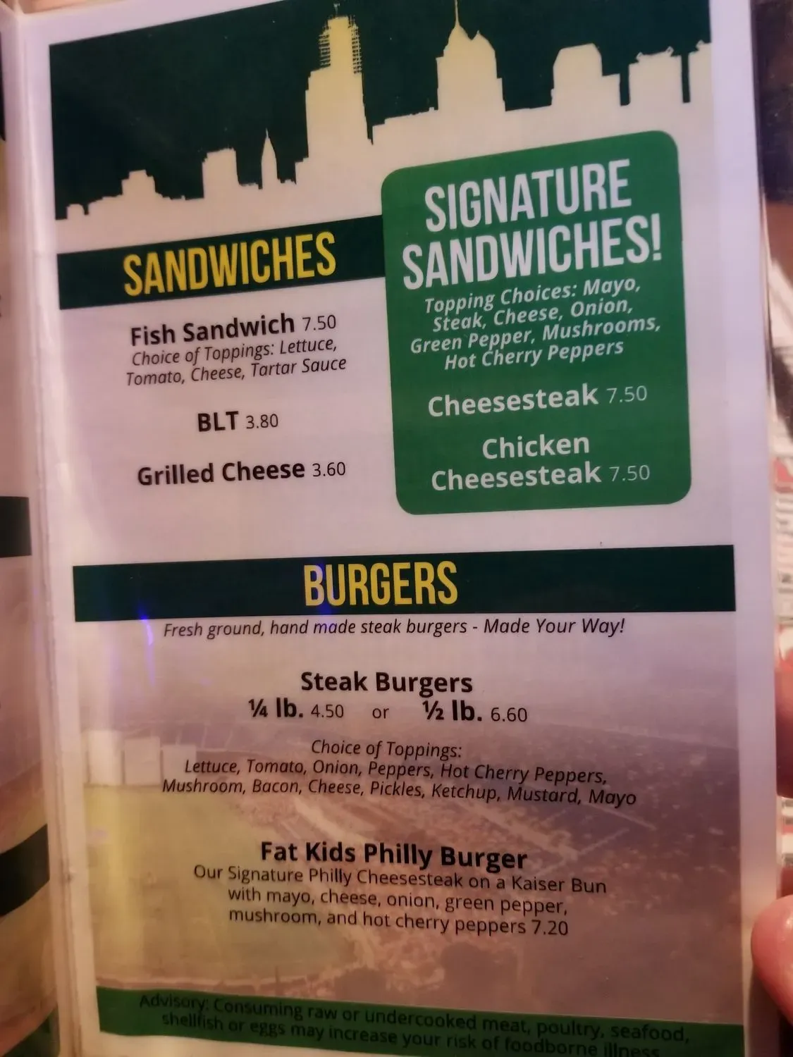 Fat Kid's Sports Bar Menu | DuBois, PA | Checkle