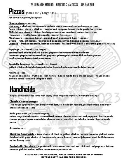 The Billy Club Menu Pittsfield Ma Checkle