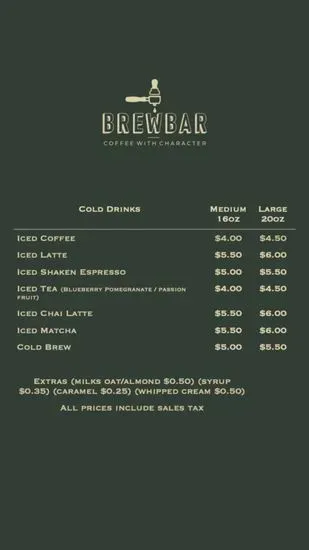 Brew Bar Menu | Staten Island, NY | Checkle