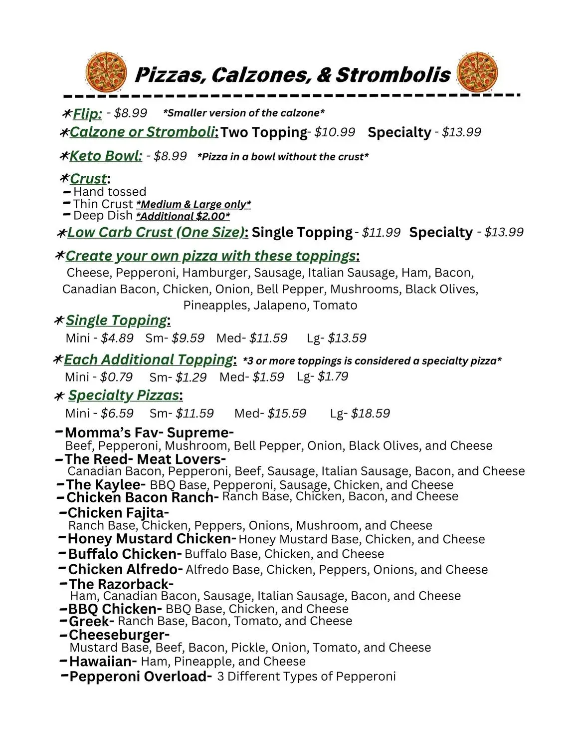 Slicehouse Pizza & Grill Menu - Updated October 2025