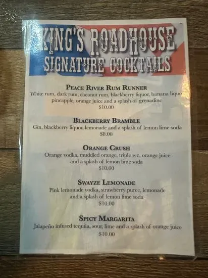Kings Roadhouse Bar & Grill Menu | Port Charlotte, FL | Checkle