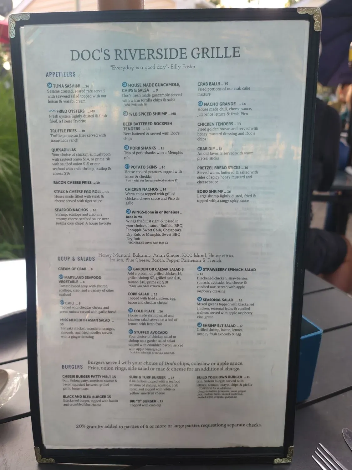 Doc's Riverside Grille Menu - Updated November 2025