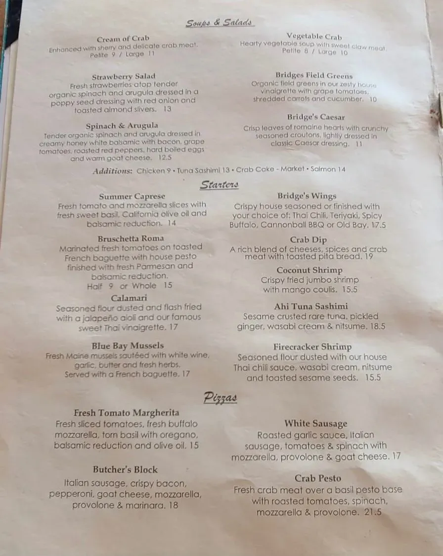Bridges Restaurant on Kent Narrows Menu - Updated November 2025