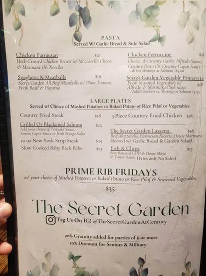 The Secret Garden Menu | Modesto, CA | Checkle
