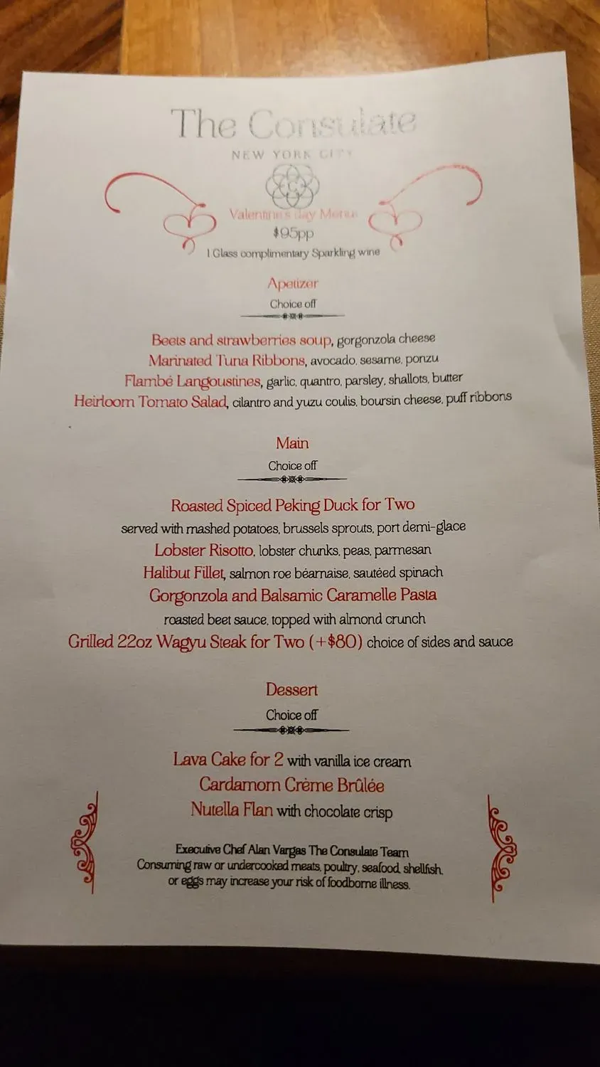 The Consulate Midtown Menu - Updated October 2025