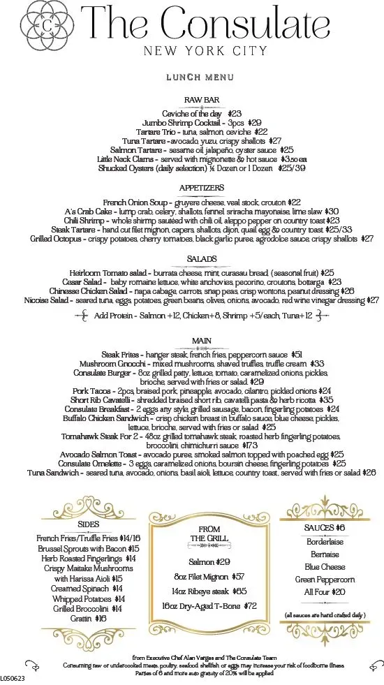 The Consulate Midtown Menu - Updated October 2025