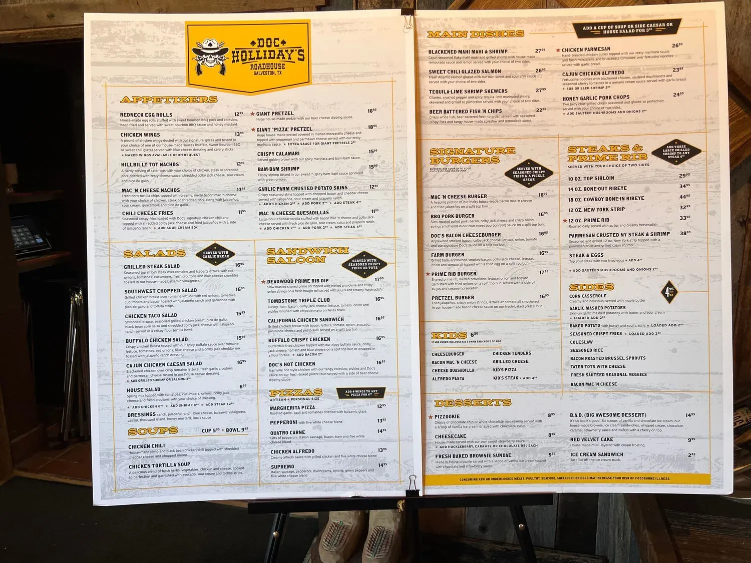 Doc Holliday's Roadhouse Menu - Updated November 2025