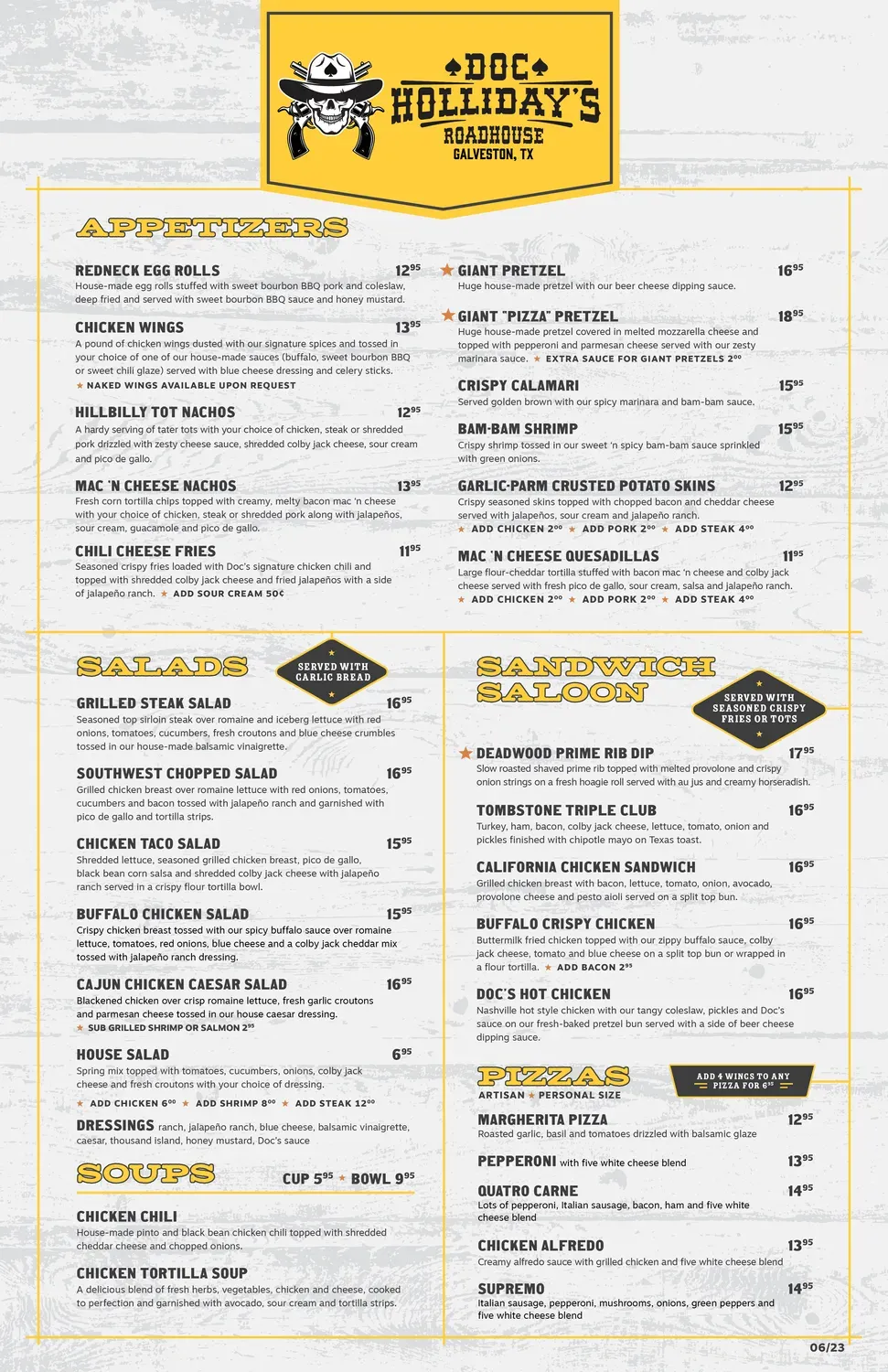 Doc Holliday's Roadhouse Menu - Updated November 2025