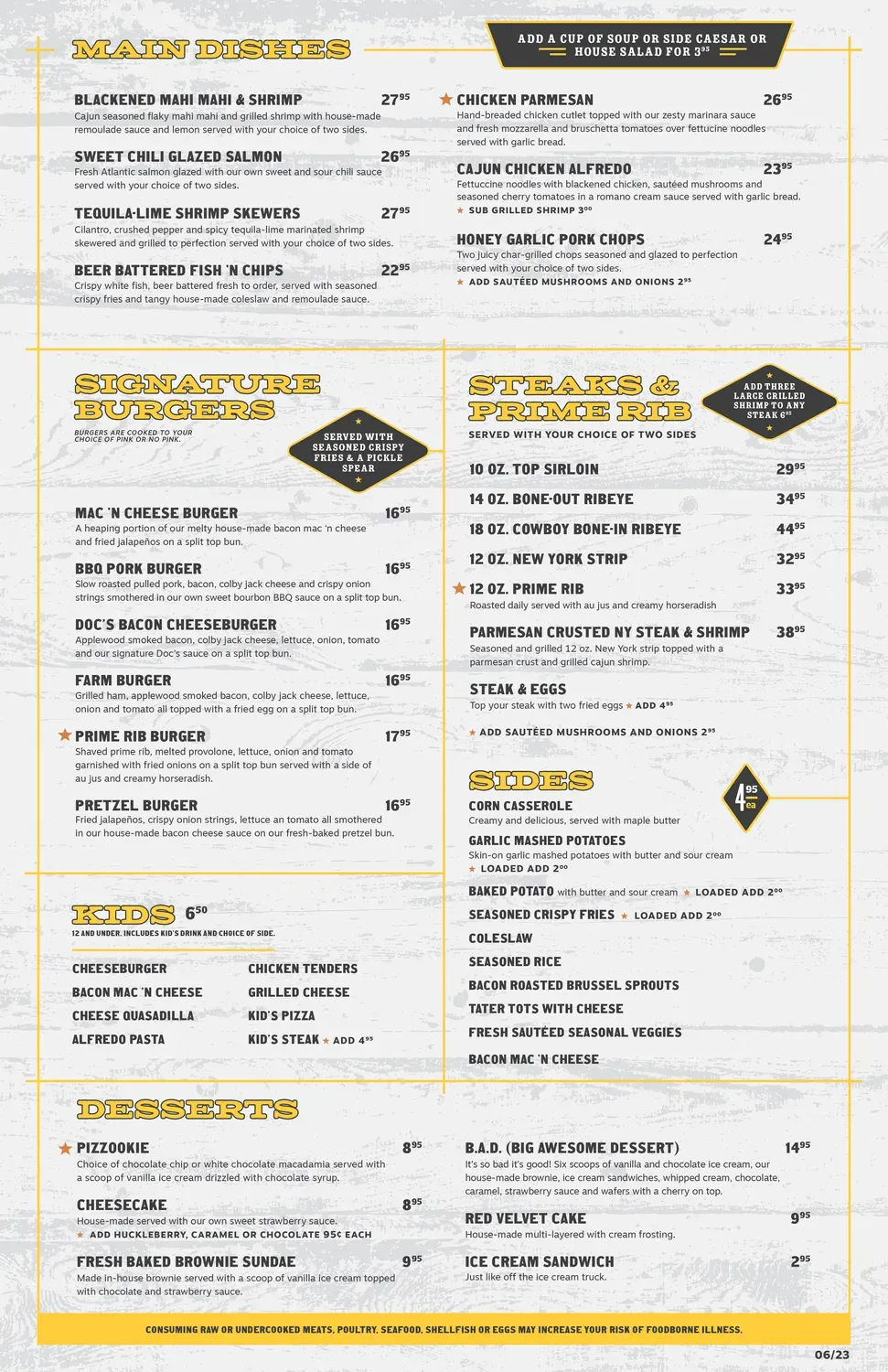 Doc Holliday's Roadhouse Menu - Updated November 2025