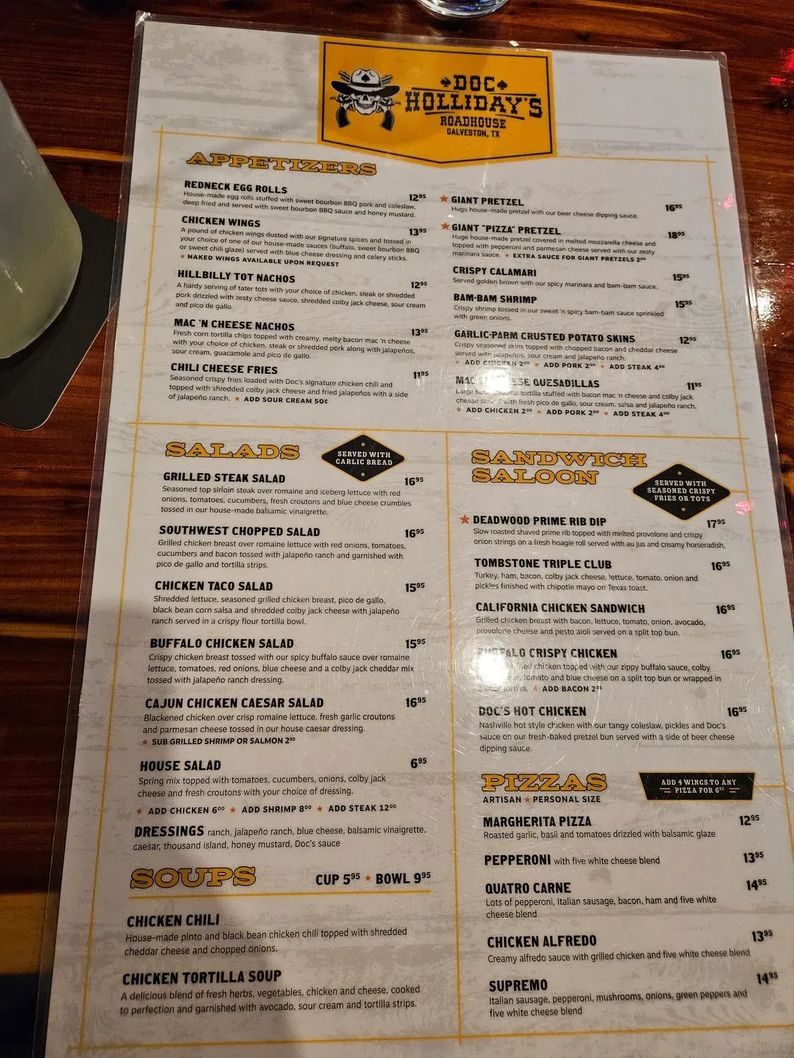 Doc Holliday's Roadhouse Menu - Updated November 2025