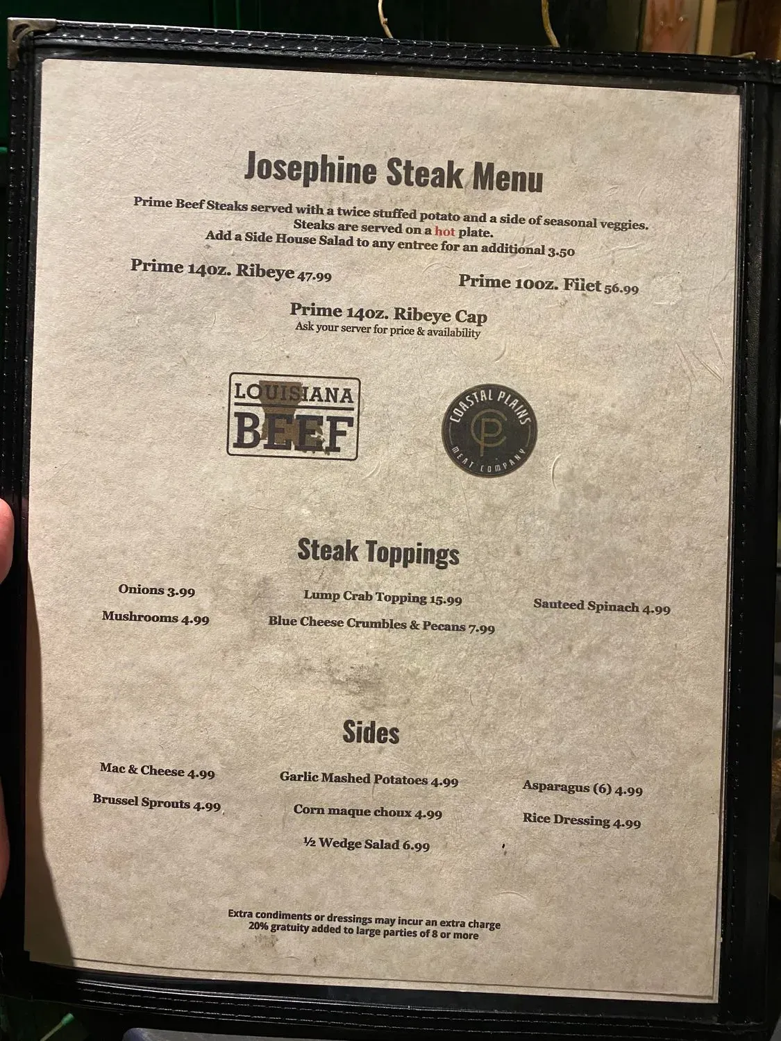 Cafe Josephine Menu - Updated November 2025