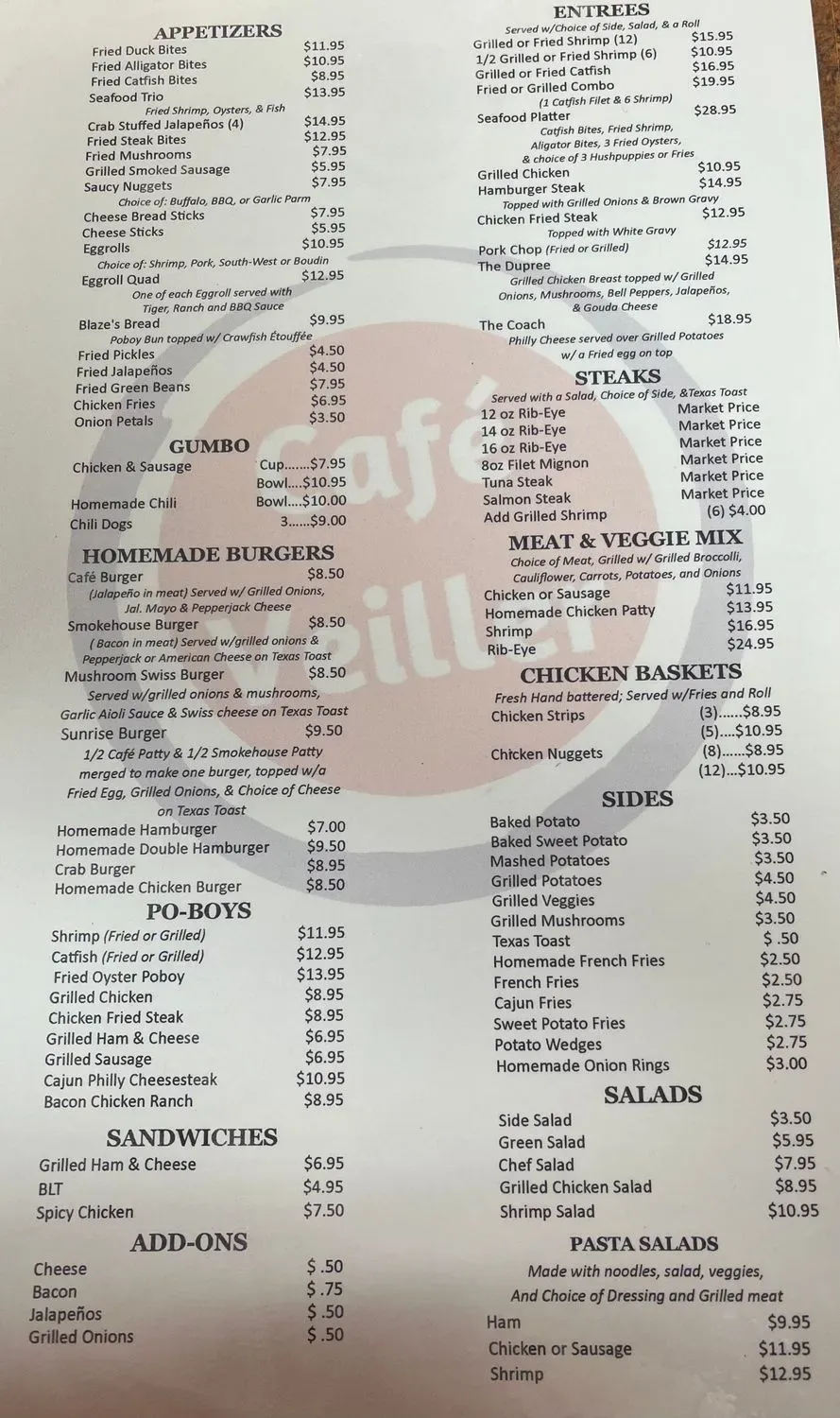 Cafe Veiller Menu - Updated November 2025
