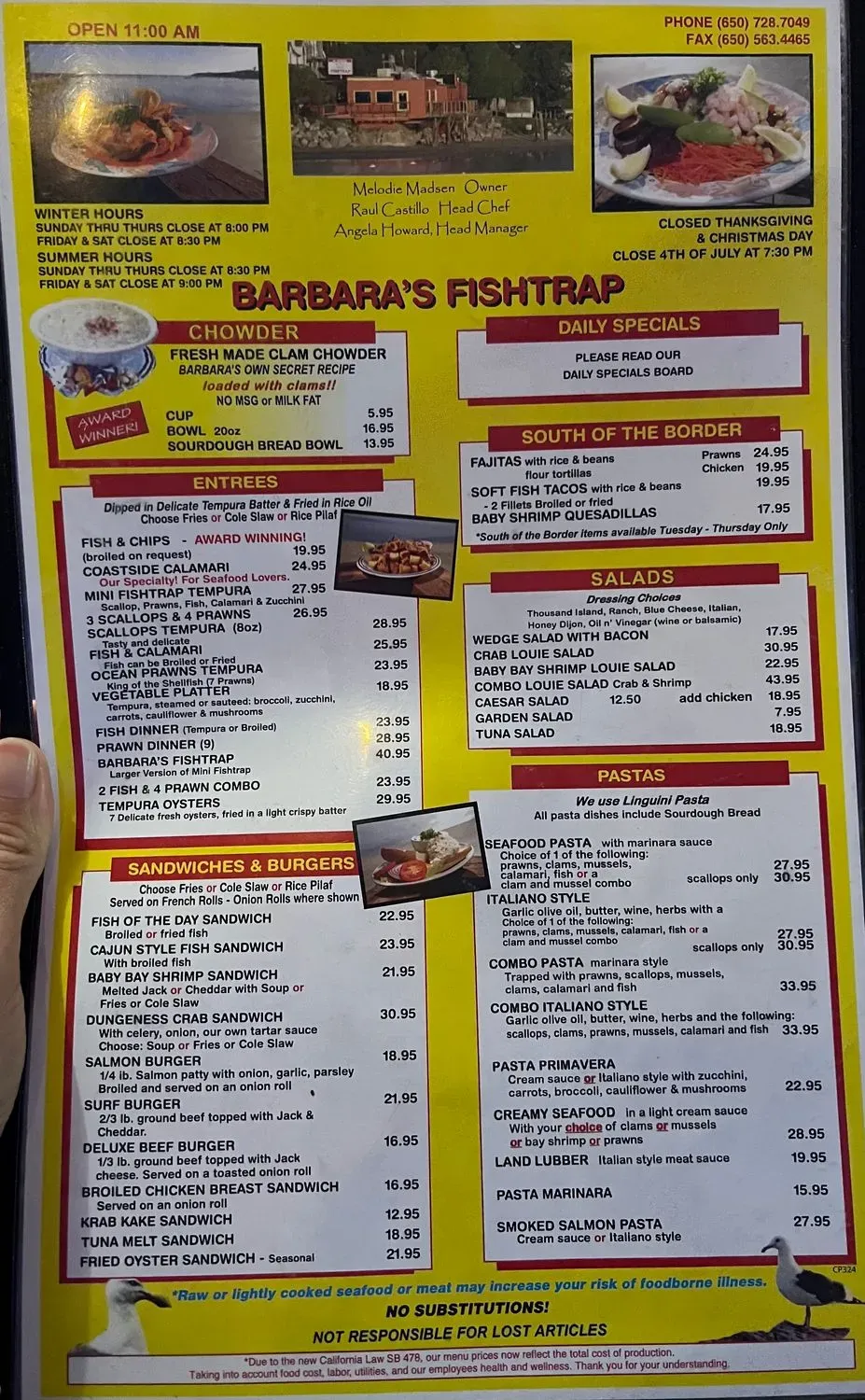 Barbara's Fishtrap Menu - Updated November 2025