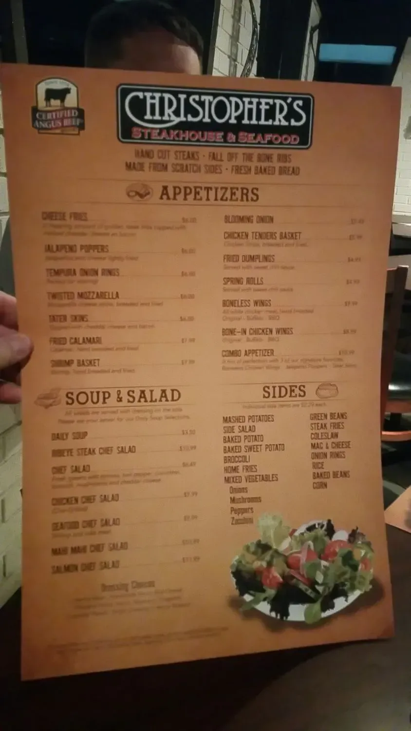 Christopher's Steakhouse & Seafood Menu - Updated November 2025