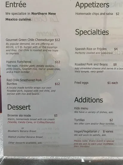 La Cocina Lucero Menu | Villanueva, NM | Checkle