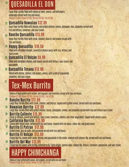 El Volcan Mexican Bar & Grill Menu | Petal, MS | Checkle