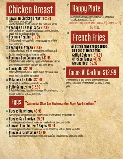 El Volcan Mexican Bar & Grill Menu | Petal, MS | Checkle