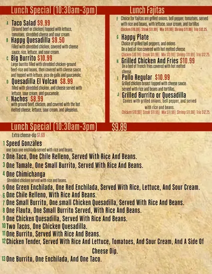 El Volcan Mexican Bar & Grill Menu | Petal, MS | Checkle