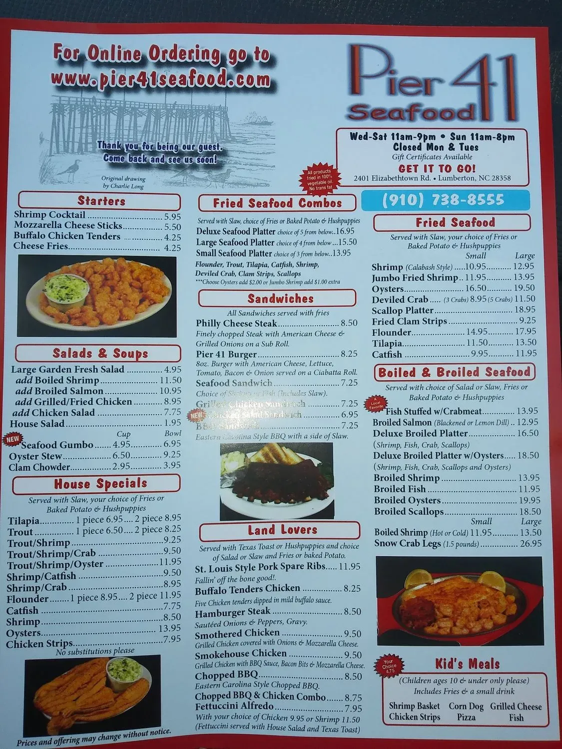 Pier 41 Seafood Menu - Updated November 2025