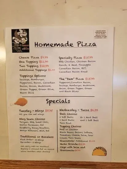 The Dam Bar & Grill Menu | Guttenberg, IA | Checkle