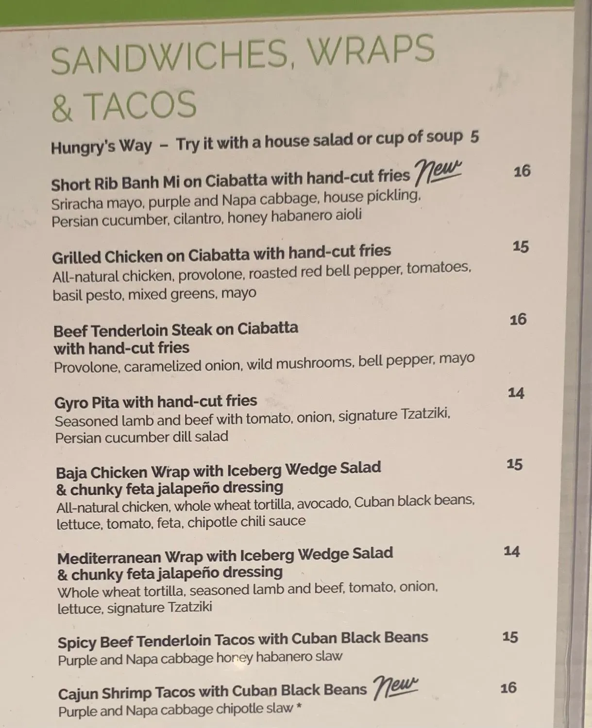 Hungry's Menu - Updated November 2025