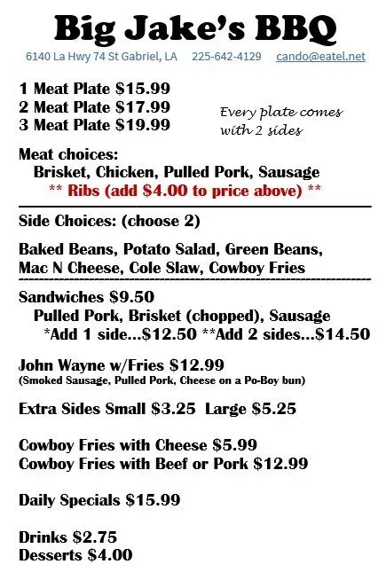 Smokehouse 74 Menu - Updated November 2025