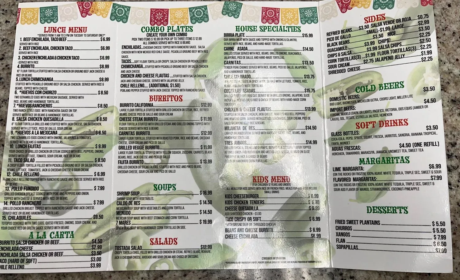 Casa Maria Menu | Elgin, SC | Checkle