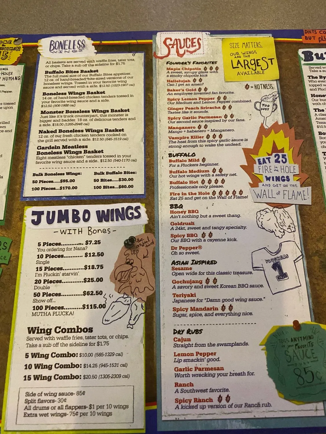 Pluckers Wing Bar Menu - Updated October 2025