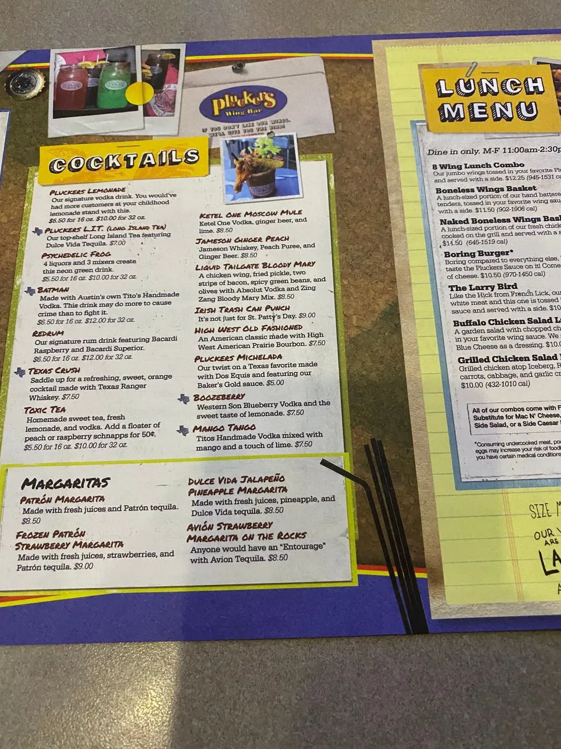 Pluckers Wing Bar Menu - Updated October 2025